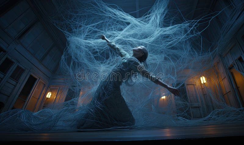 The Abstract Illustration Depicts a Woman Entangled in Wires ...