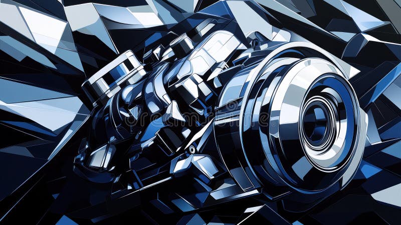 Abstract Illustration of a Detailed Engine, Rendered in a Stylized ...