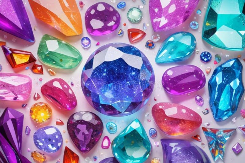 Abstract Illustration of Different Gems, AI Generation Stock ...
