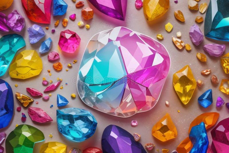 Abstract Illustration of Different Gems, AI Generation Stock ...