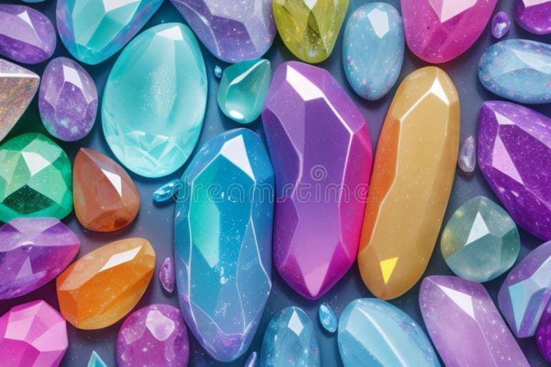 Abstract Illustration of Different Gems, AI Generation Stock ...