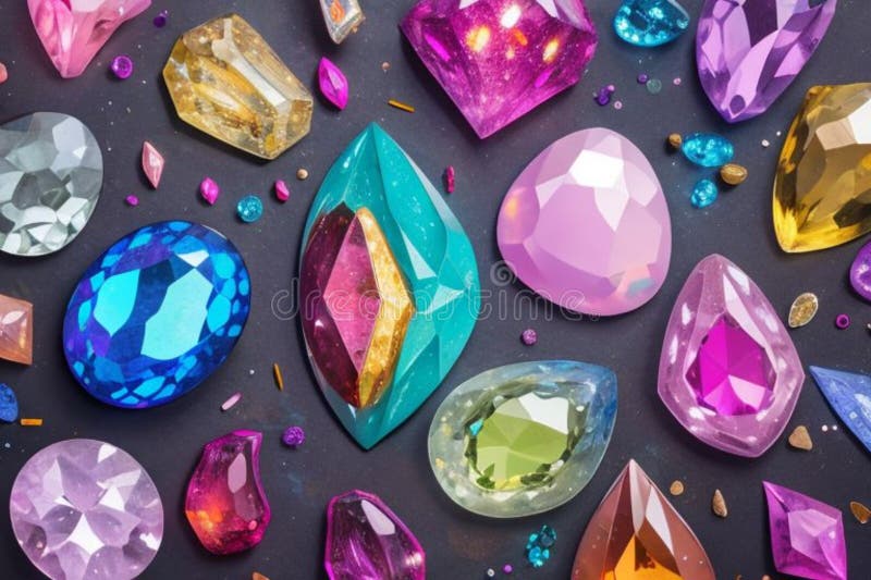 Abstract Illustration of Different Gems, AI Generation Stock ...