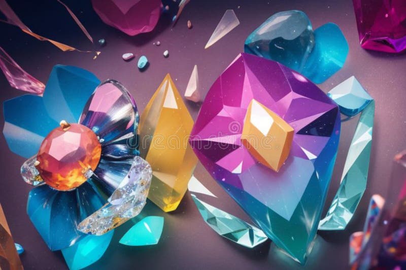 Abstract Illustration of Different Gems, AI Generation Stock ...