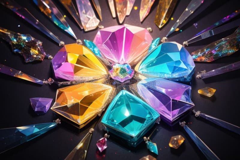 Abstract Illustration of Different Gems, AI Generation Stock ...