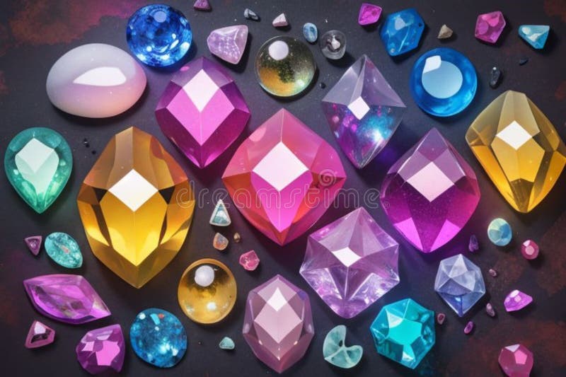 Abstract Illustration of Different Gems, AI Generation Stock ...