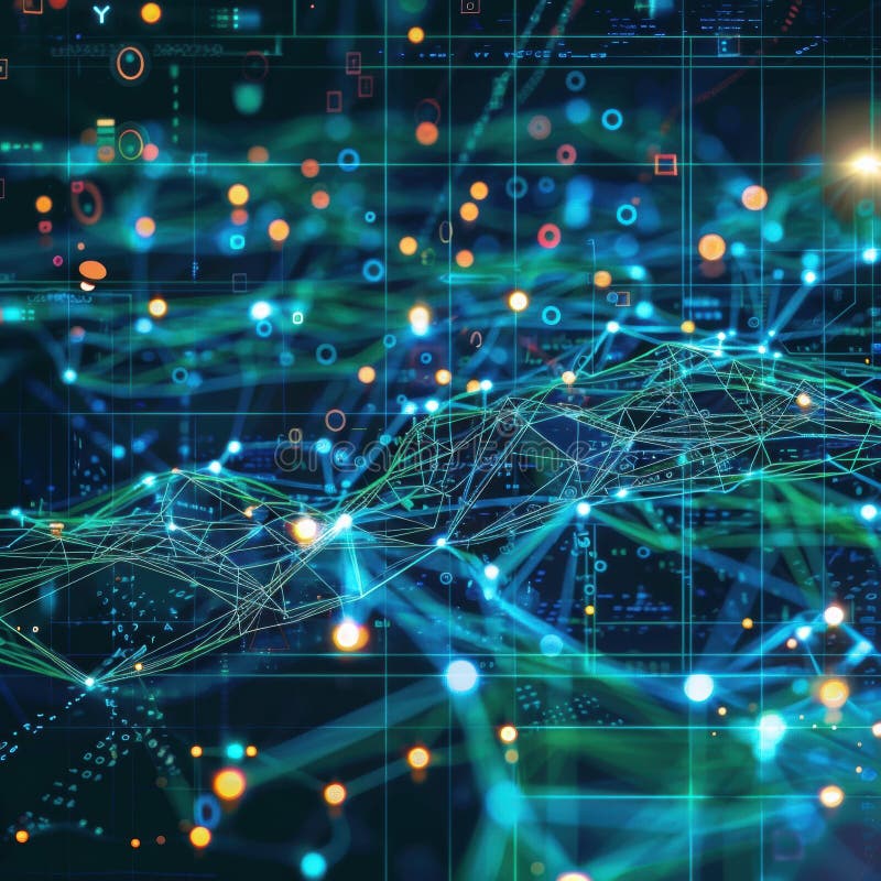 An Abstract Illustration of a Digital Network with Glowing Nodes and ...