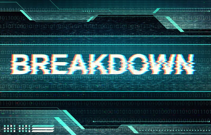 Breakdown Inscription In Glitched Distorted Technology Interface Stock ...