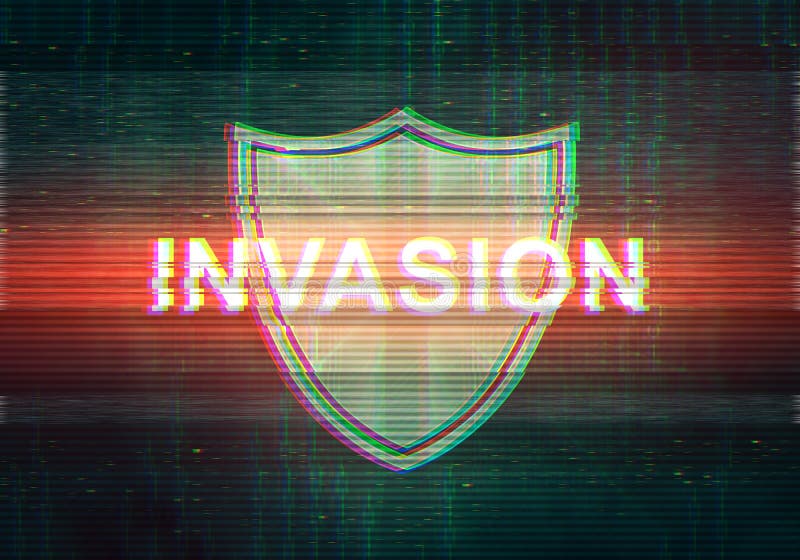 Abstract Illustration of Distorted Display Screen with Red Light Stock ...