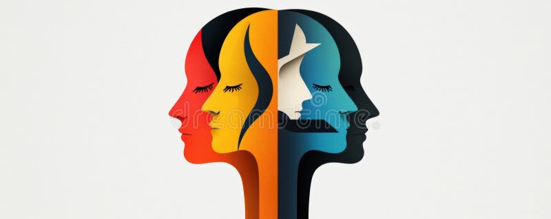 Abstract Illustration of Diverse Faces in Vibrant Colors Symbolizing ...