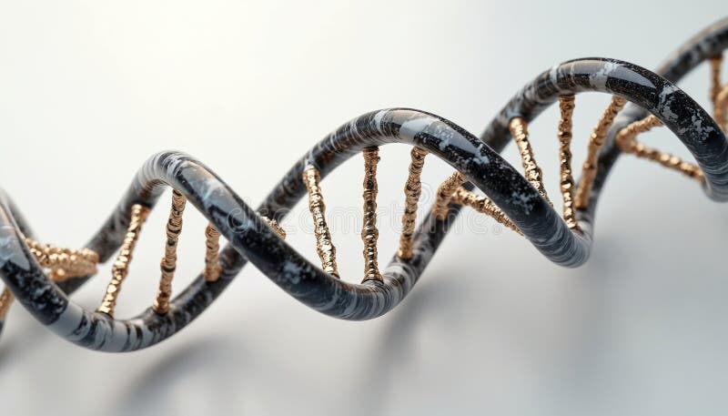 Abstract Illustration of DNA Helix Model with Marble Texture. 3D Render ...