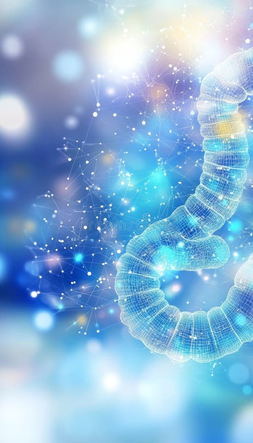 Abstract Illustration of DNA Strand on Blue Background, Genetics and ...