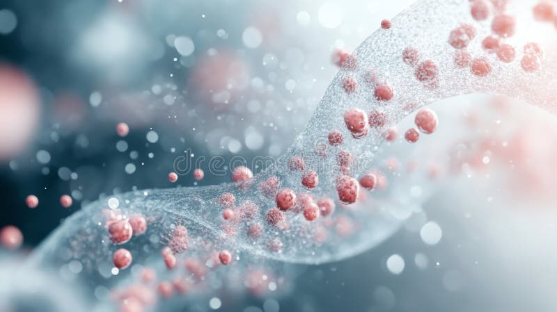 Abstract Illustration of DNA Structure with Floating Particles ...