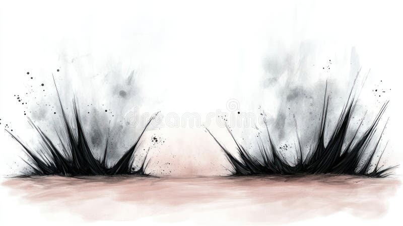 Abstract Illustration of Dynamic Black Shapes Against a Light ...