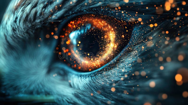 An Abstract Illustration of an Eagles Eye Glowing with Vibrant Colors ...