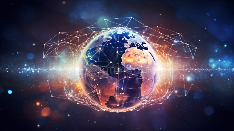 Interconnected World, Earth Globe Stock Illustration - Illustration of ...