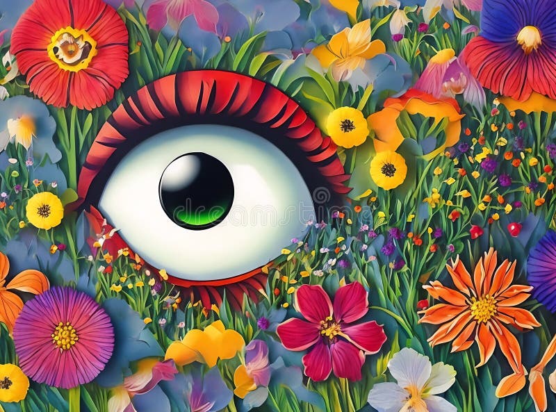 Abstract Illustration of an Eye with Flowers Around. Generative AI ...