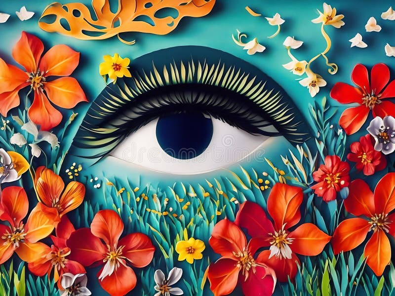 Abstract Illustration of an Eye with Flowers Around. Generative AI ...