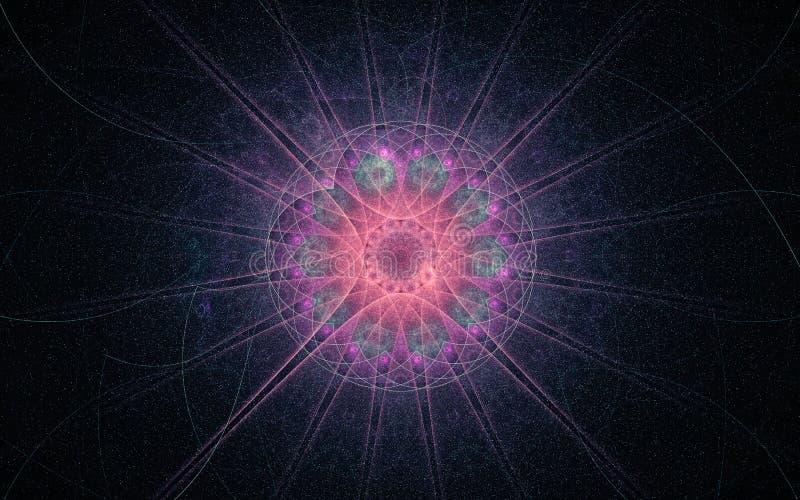 Abstract Illustration of a Fantastic Star with Many Rays on a Black ...