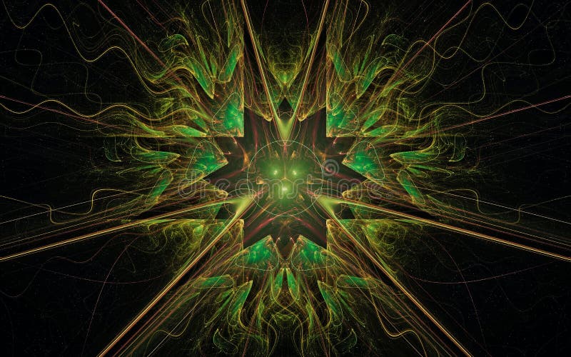 Abstract Illustration of a Fantastic Star with Many Rays on a Black ...