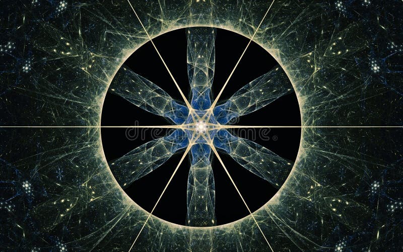 Abstract Illustration of a Fantastic Star with Many Rays on a Black ...
