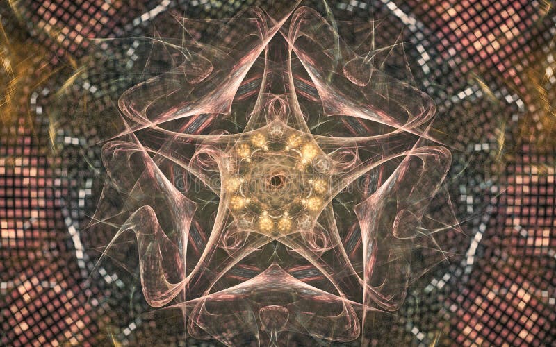 Abstract Illustration of a Fantastic Star with Many Rays on a Black ...