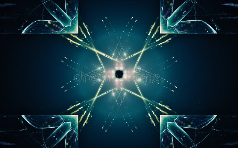 Abstract Illustration of a Fantastic Star with Many Rays on a Black ...