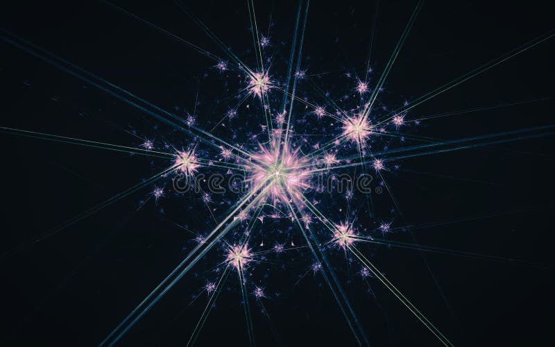 Abstract Illustration of a Fantastic Star with Many Rays on a Black ...