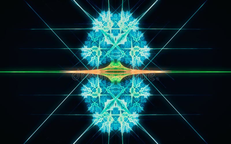 Abstract Illustration of a Fantastic Star with Many Rays on a Black ...