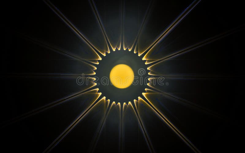 Abstract Illustration of a Fantastic Star with Many Rays on a Black ...