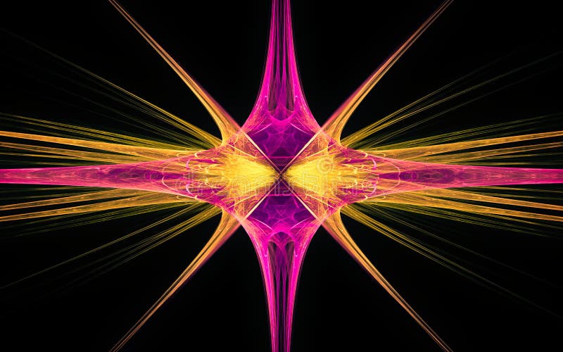 Abstract Illustration of a Fantastic Star with Many Rays on a Black ...