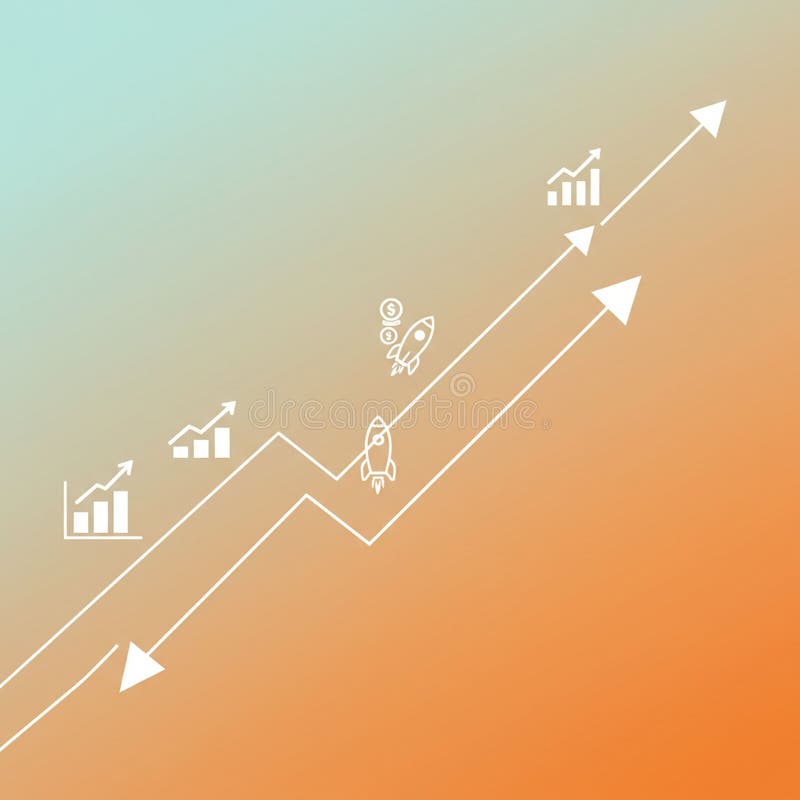 Abstract Illustration Features Ascending White Arrows and Bar Graphs on ...