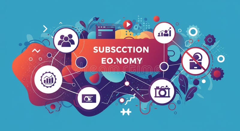 Abstract Illustration Features Interconnected Circular Icons on a Blue ...