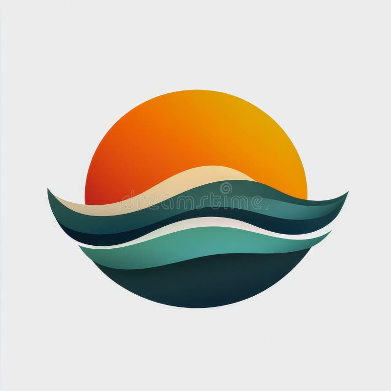 Abstract Teal Waves Landscape Sunrise Background Design Stock Photos ...