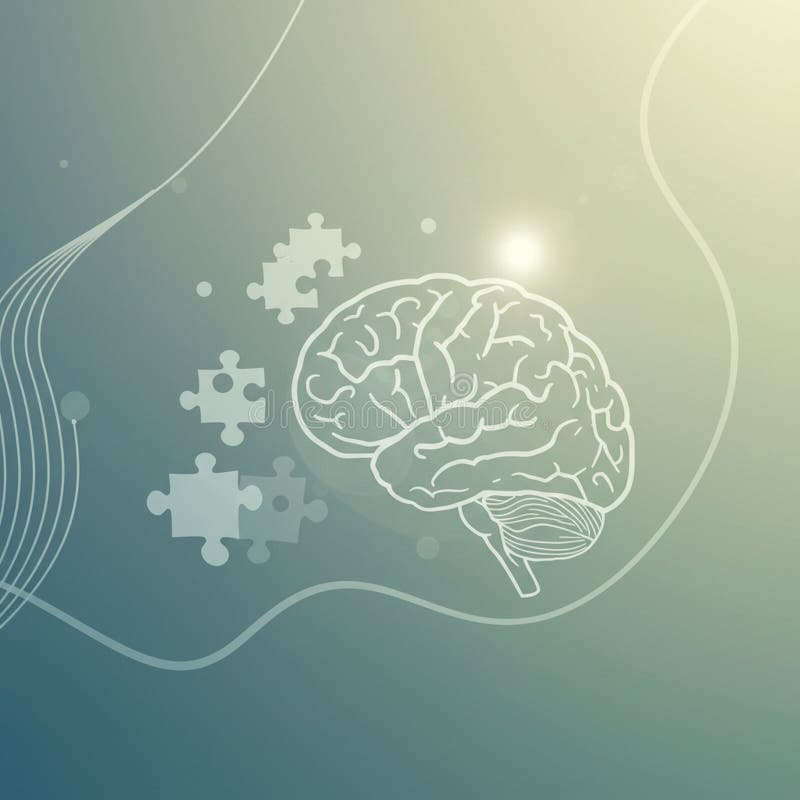 An Abstract Illustration Features a White Outline of a Brain on a ...