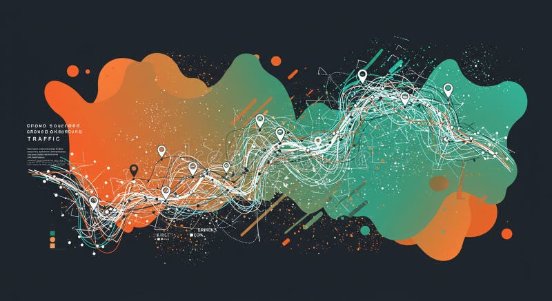 Abstract Illustration Featuring Dynamic Flow of Interconnected Lines ...