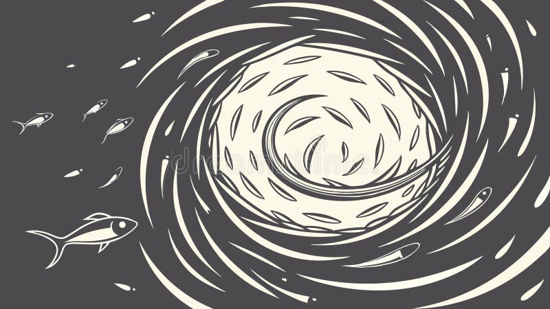 Abstract Swirling Vortex with Fish, Dynamic Motion Abstract Nature Art ...