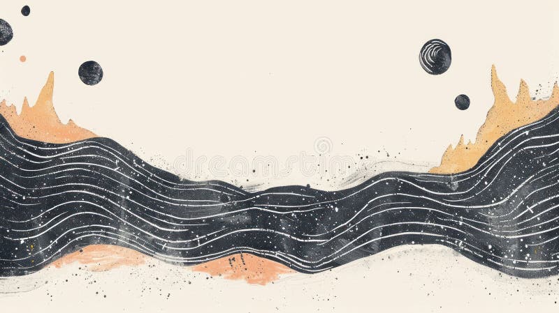 Abstract Illustration Featuring Flowing Lines and Celestial Elements in ...