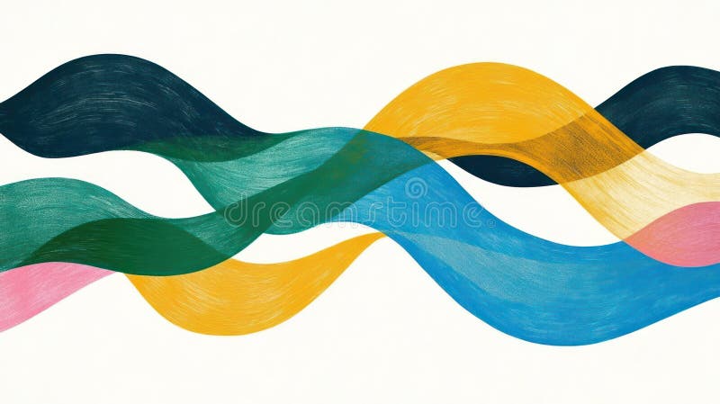 Abstract Illustration Featuring Flowing Waves in Various Colors ...