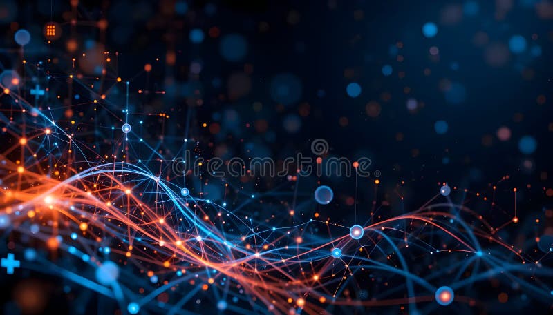 Abstract Illustration Featuring Interconnected Lines and Glowing ...