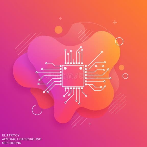 An Abstract Illustration Featuring a Microchip Design Outlined in White ...