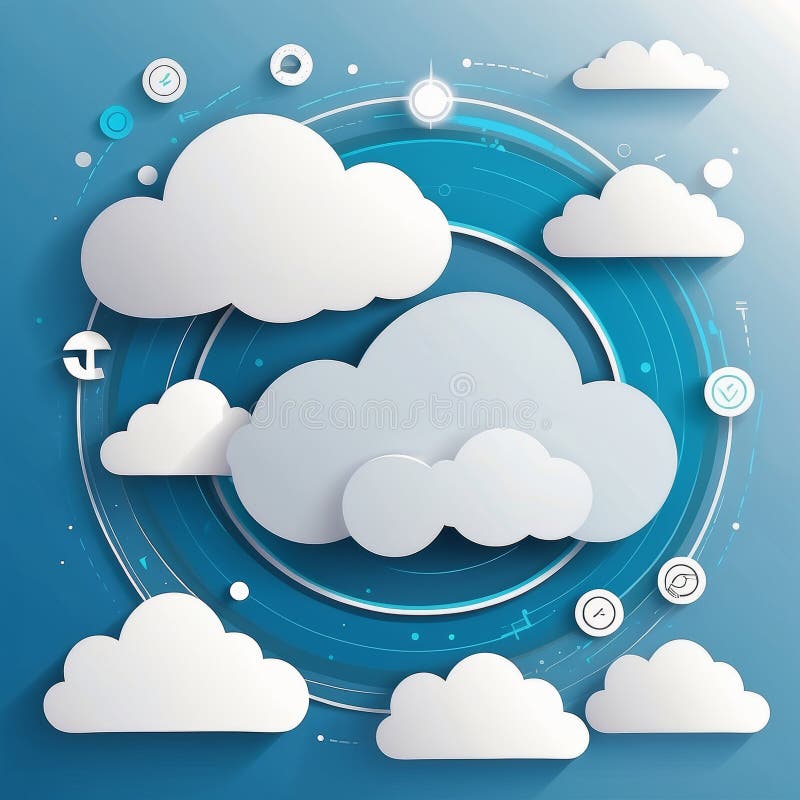 Abstract Vector of Cloud Computing with Data Icons and Geometric Shapes Stock Illustration ...