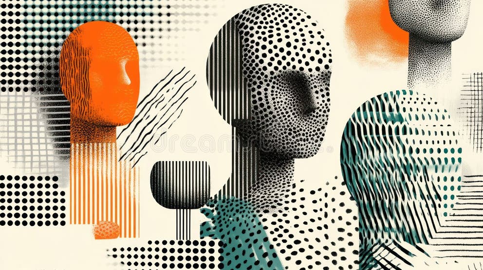 Abstract Illustration Featuring Stylized Human Figures with Varied ...