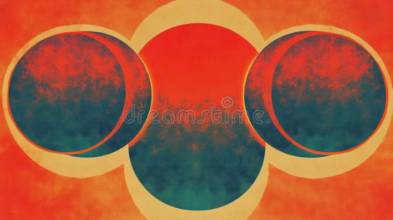 Abstract Red and Teal Circle Overlay Background Stock Illustration ...