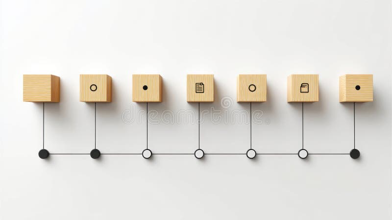 An Abstract Illustration Featuring Wooden Blocks, Connected by Lines ...