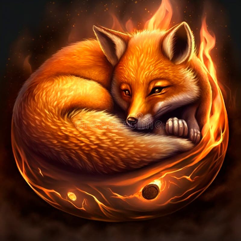 Abstract Illustration of a Fiery Fox Stock Illustration - Illustration ...