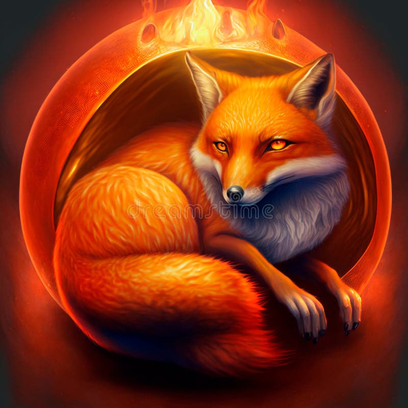 Abstract Illustration of a Fiery Fox Stock Illustration - Illustration ...
