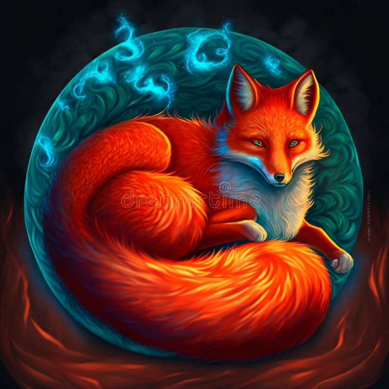 Abstract Illustration of a Fiery Fox Stock Illustration - Illustration ...