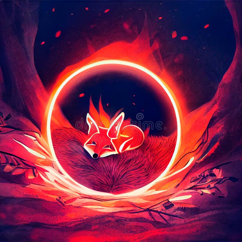 Abstract Illustration of a Fiery Fox Stock Illustration - Illustration ...