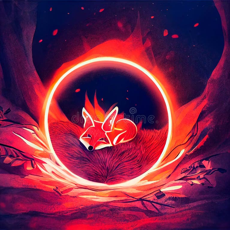 Abstract Illustration of a Fiery Fox Stock Illustration - Illustration ...