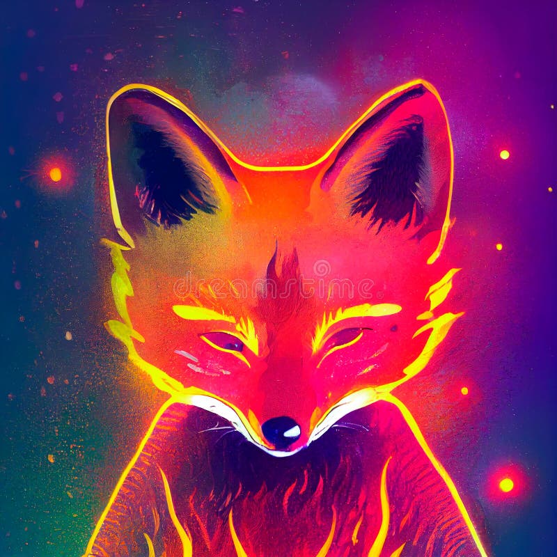 Abstract Illustration of a Fiery Fox Stock Illustration - Illustration ...